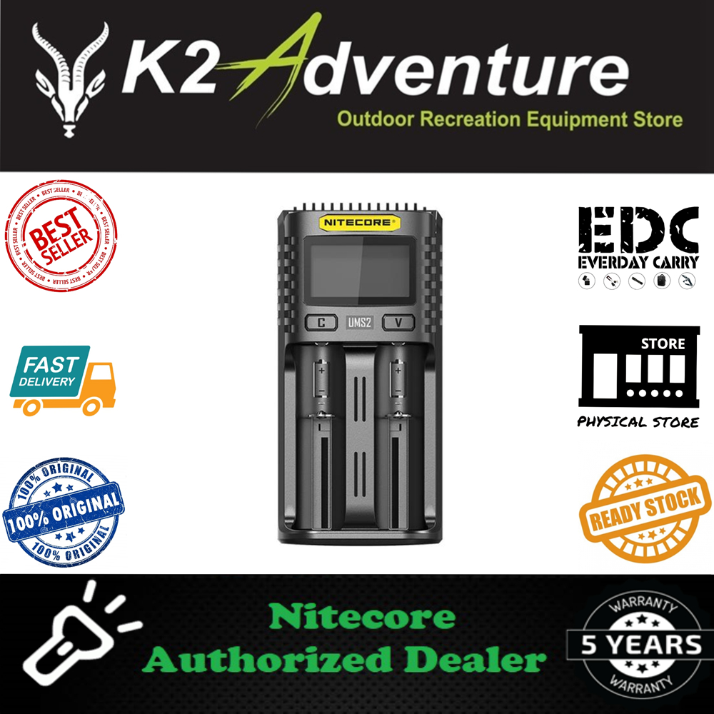 NITECORE UMS2 USC QUICK CHARGER 3A DUAL-SLOT LI-ION NIMH BATTERY ...
