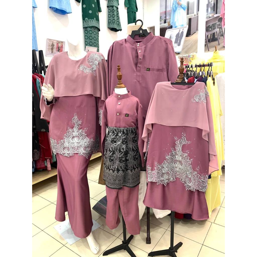 SET FAMILY NATASHA / DUSTY PURPLE / NEW DESIGN RAYA /SET RAYA / BAJU ...