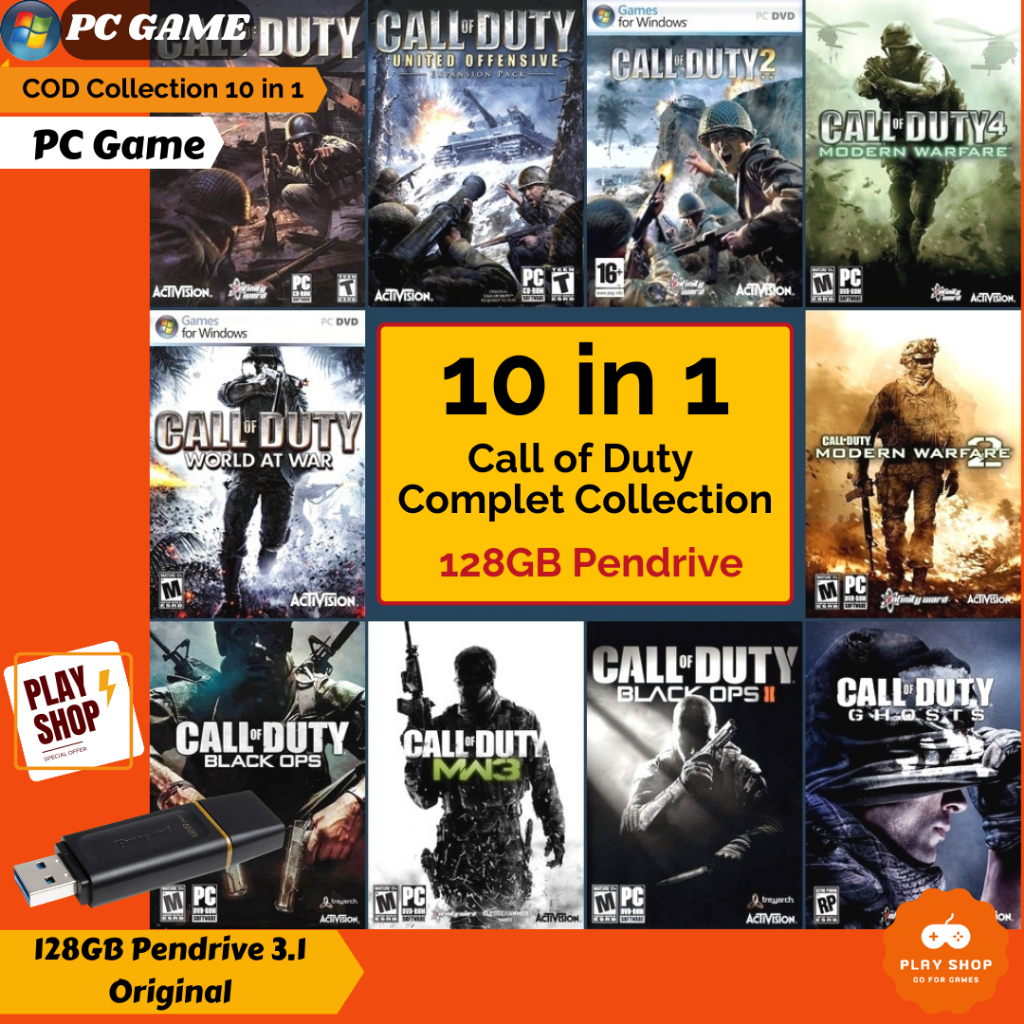 Call Of Duty Collection 10 in 1 Pendrive 128GB PC Game COD Black OPs 2 ...