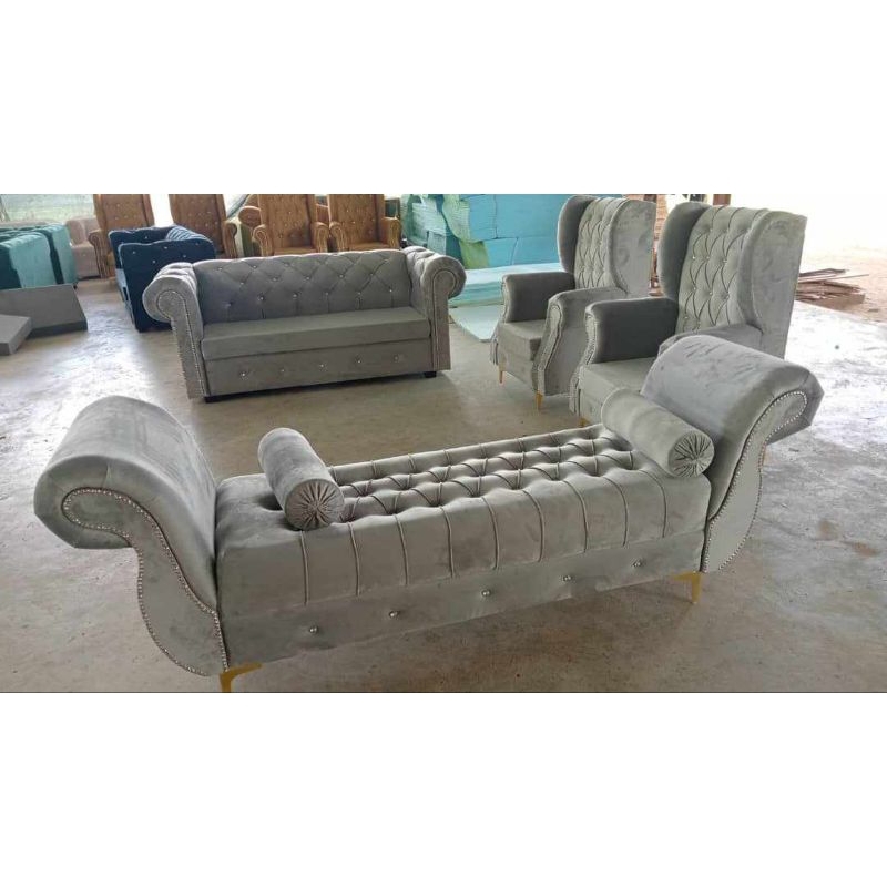 SOFA CHESTERFIELD SOFA PERAHU WING CHAIR SET BARU BALDU | Shopee Malaysia