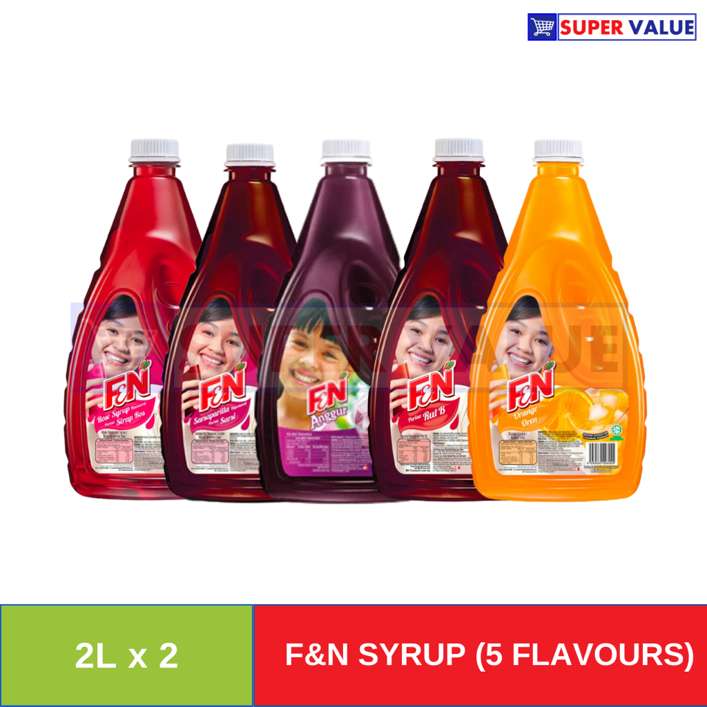 F&N Cordial 2L x 2 Bundle Pack - Concentrated Drink, Assorted Flavors ...