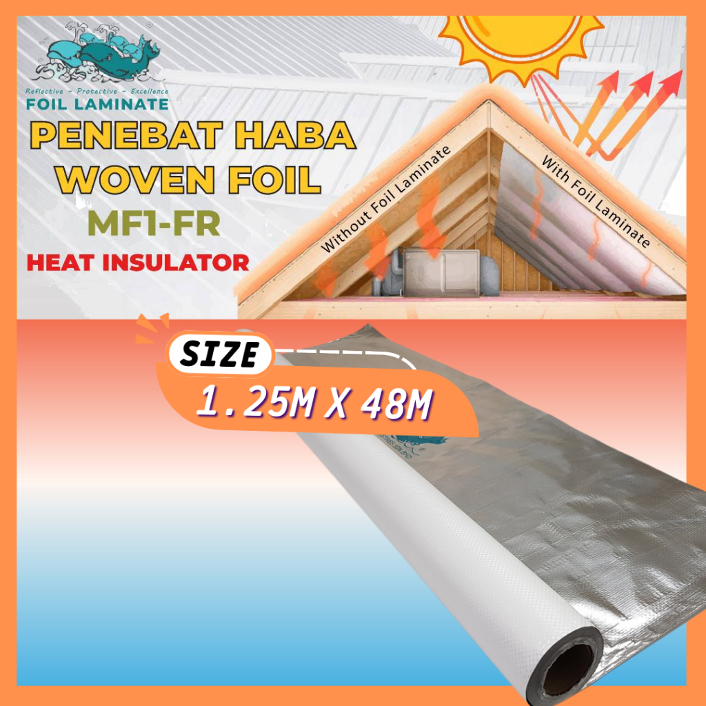MF1-FR Aluminium Foil Woven Foil (48M-L) Penebat Haba Bumbung Rumah ...