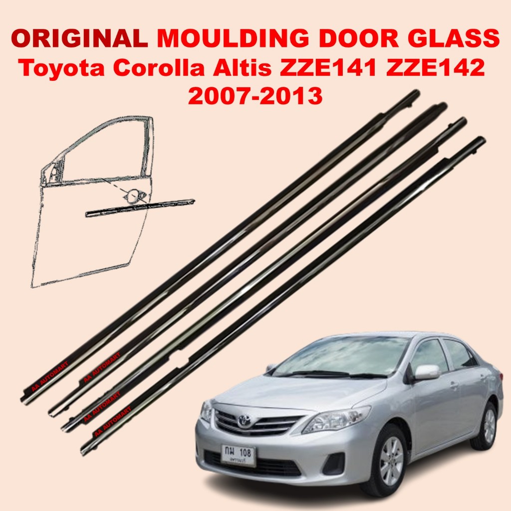 ORI Toyota Corolla Altis ZZE141 ZZE142 2007-2013 Chrome Door Moulding ...
