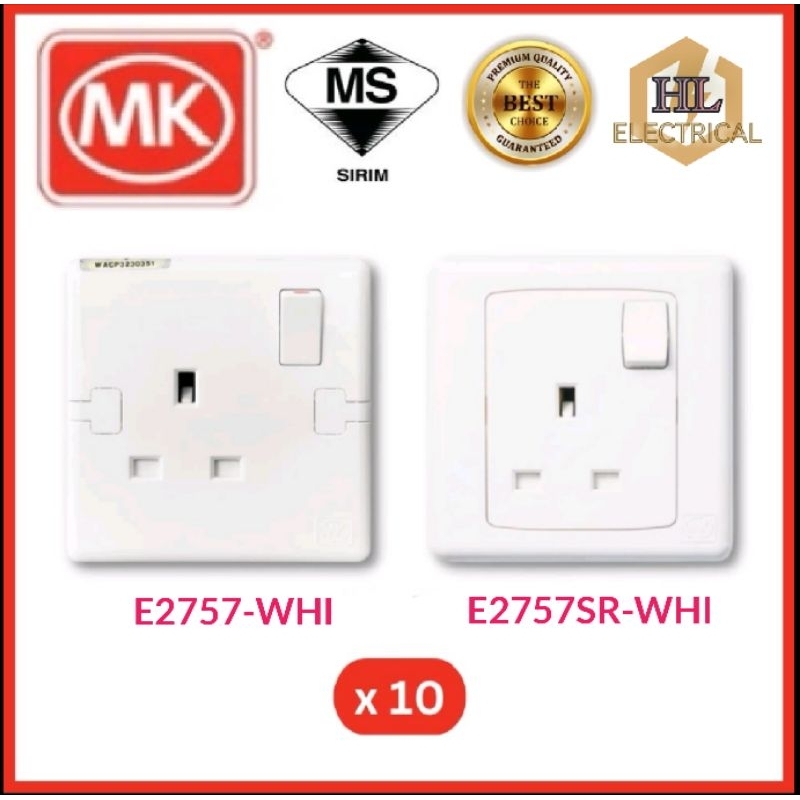 MK ECORE SERIES 13A SWITCH SOCKET OUTLET WITH SIRIM (10PCS) | Shopee ...