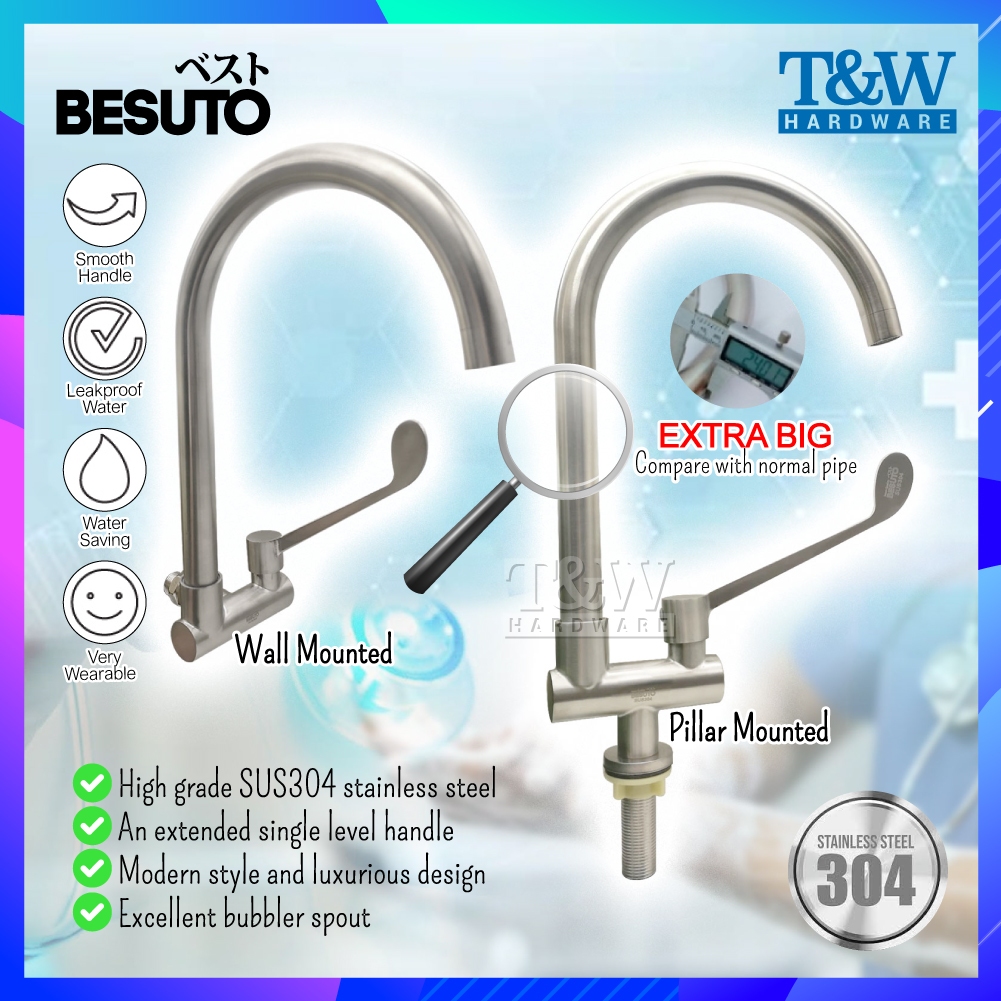 BESUTO Heavy Duty EXTRA BIG Pipe SUS304 Stainless Steel Extended ...