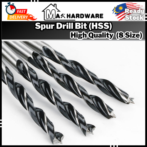 135˚ HSS Spur Drill Bit Wood Woodworking Hole Drilling Round Shank 3mm ...