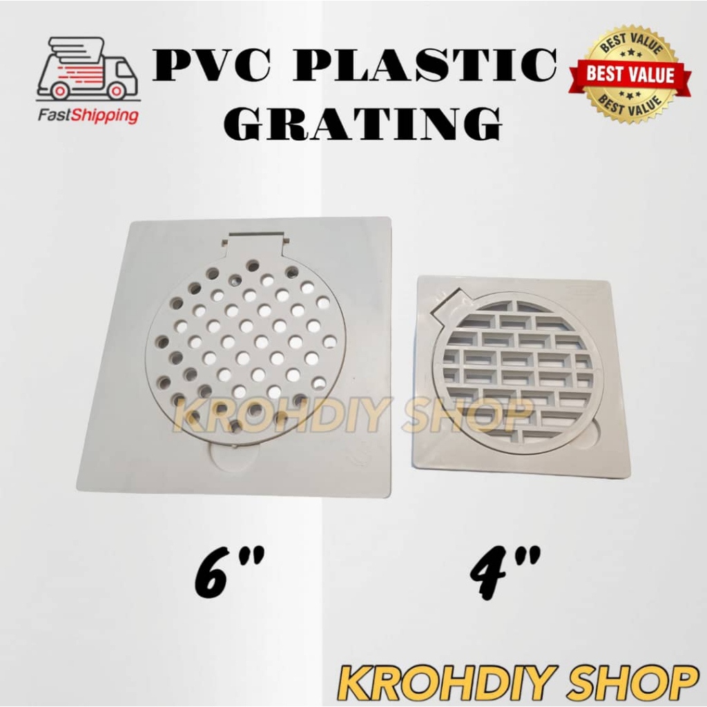 PVC Plastic Floor Trap Floor Grating 4" & 6" / Penutup Lubang Tandas ...