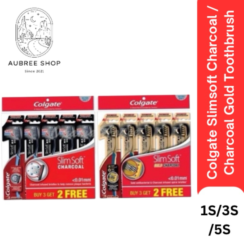 Colgate Slimsoft Charcoal / Charcoal Gold Toothbrush 1's/3's/5's ...
