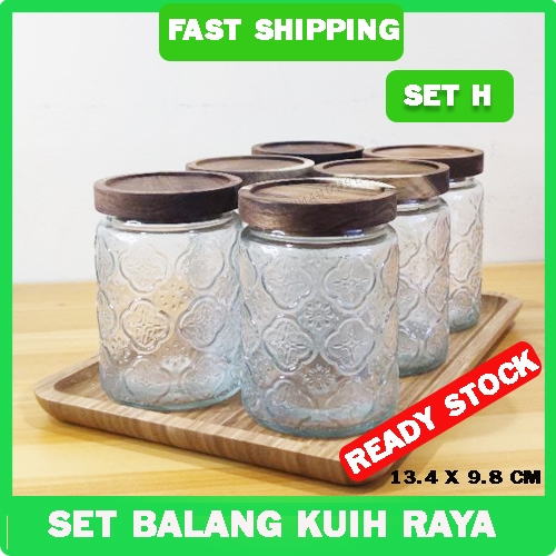 Set Balang Kuih Raya Set Begonia Flower Set Balang Kaca Set Bekas Kuih ...