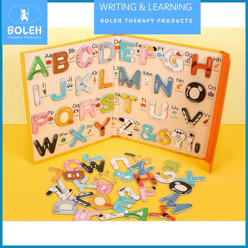 BOLEH ABC Fridge Magnet Alphabet Magnet with White Board Booklet Kids ...