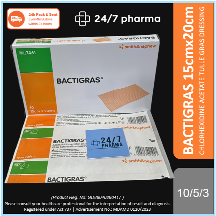 Bactigras 15x20cm Smith & Nephew Dressing SN S&N bactigrass ...