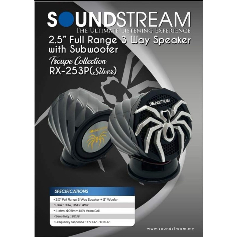 SOUNDSTREAM TROUPE COLLECTION 2WAY / 3 WAY 2.5 INCH FULL RANGE SPEAKER ...