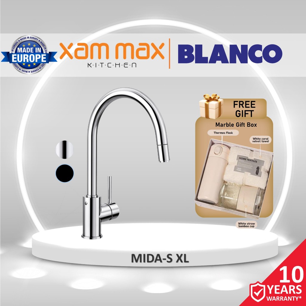 Blanco Mida-S XL Sink Mixer | Pull Down Spray | Black Matt | Brass ...