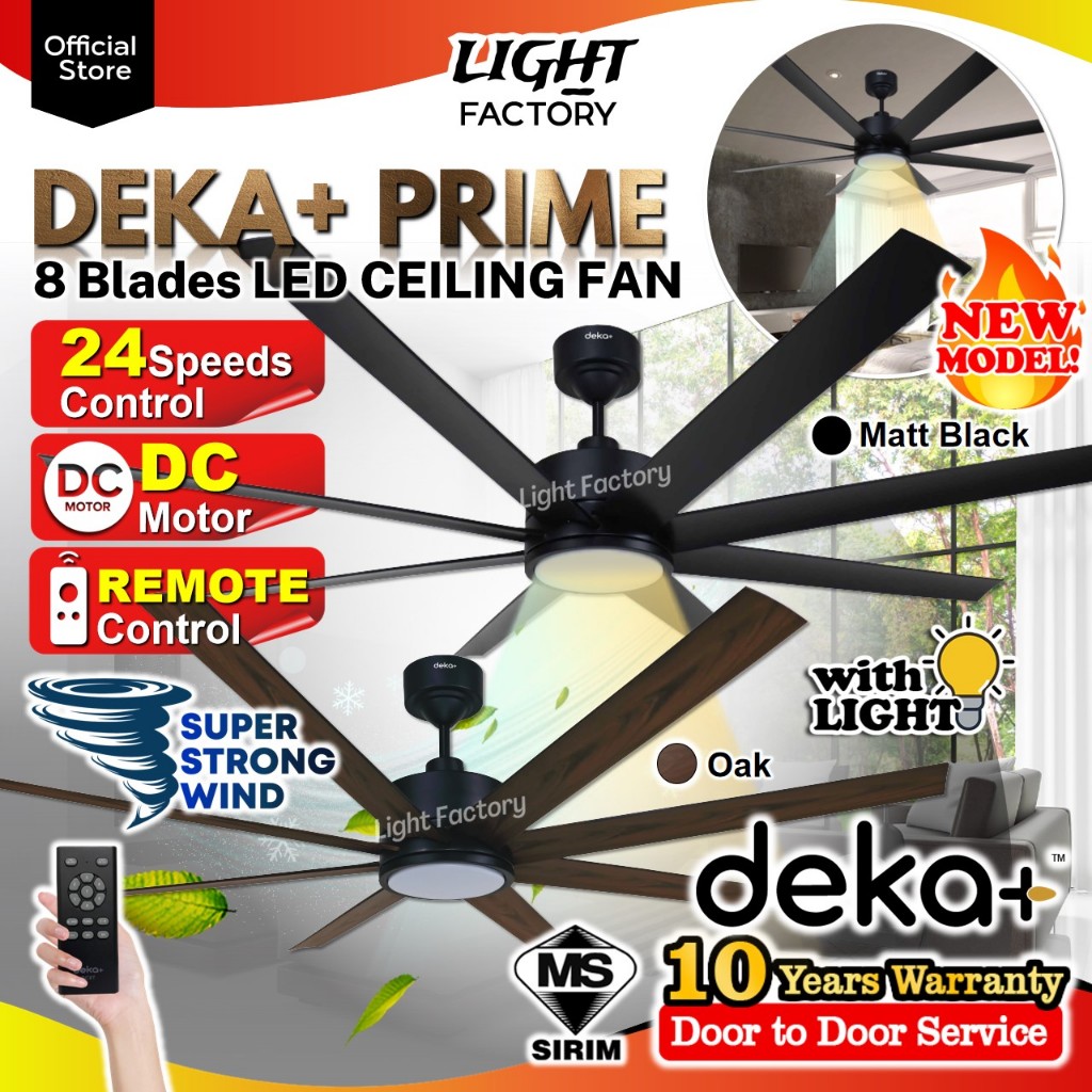 🔥NEW🔥DEKA+ PRIME 65'' 8 Blades DC Motor Ceiling Fan 24 Speeds with Remote Control SIRIM Kipas ...