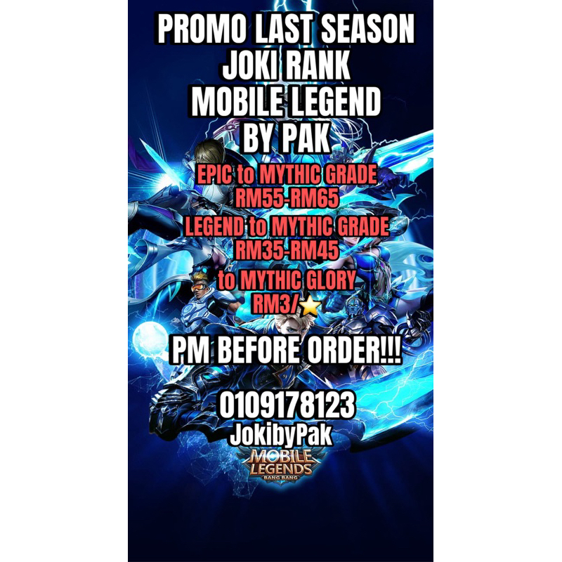 JOKI ML RANK MOBILE LEGEND | Shopee Malaysia
