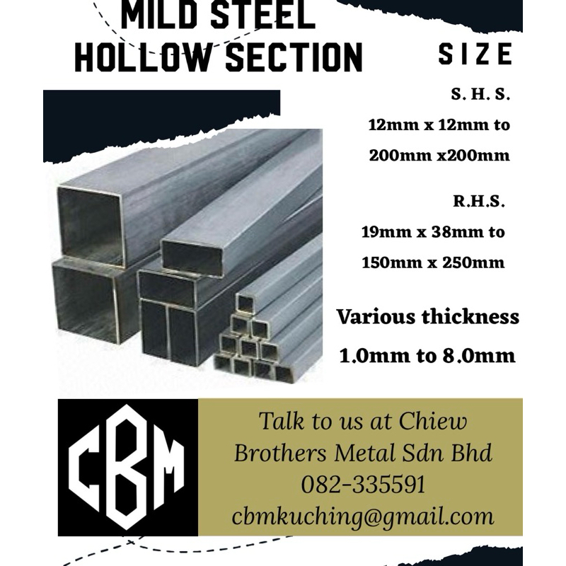 Mild Steel Hollow Section 4” x 4” x 2.3mm ( Square / Rectangular ...