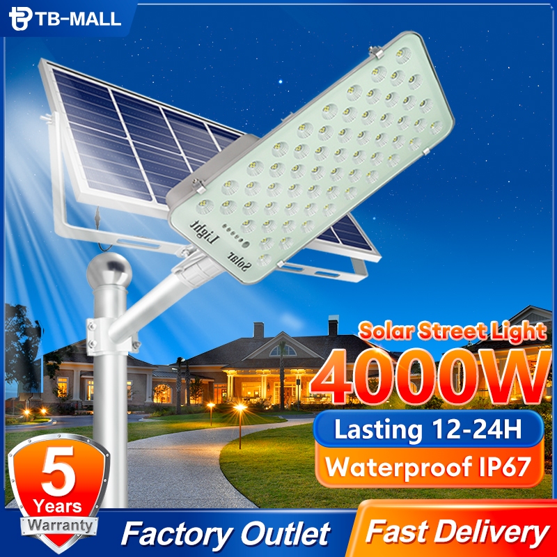 Solar Street Light 4000W Lampu Solar Light outdoor Waterproof Lighting Lampu jalan solar Sensor ...