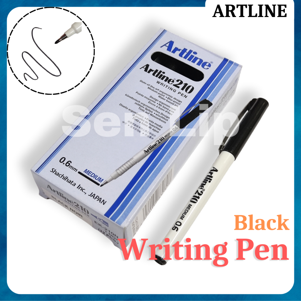 ARTLINE 210 Writing Pen Medium 0.6mm (Black) EK-210N for Writing ...