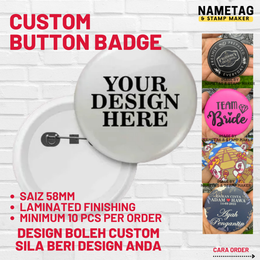 MIN 10 !! MIN 10 !! MIN 10 BUTTON BADGE FOR WEEDING,DOORGIFT, EVENT ...