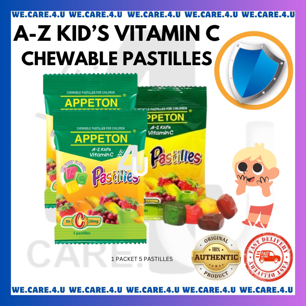 ~APPETON A-Z KID'S VIT C FRUITY FLAVOUR PASTILLES 30MG SACHET 1'S KANAK ...