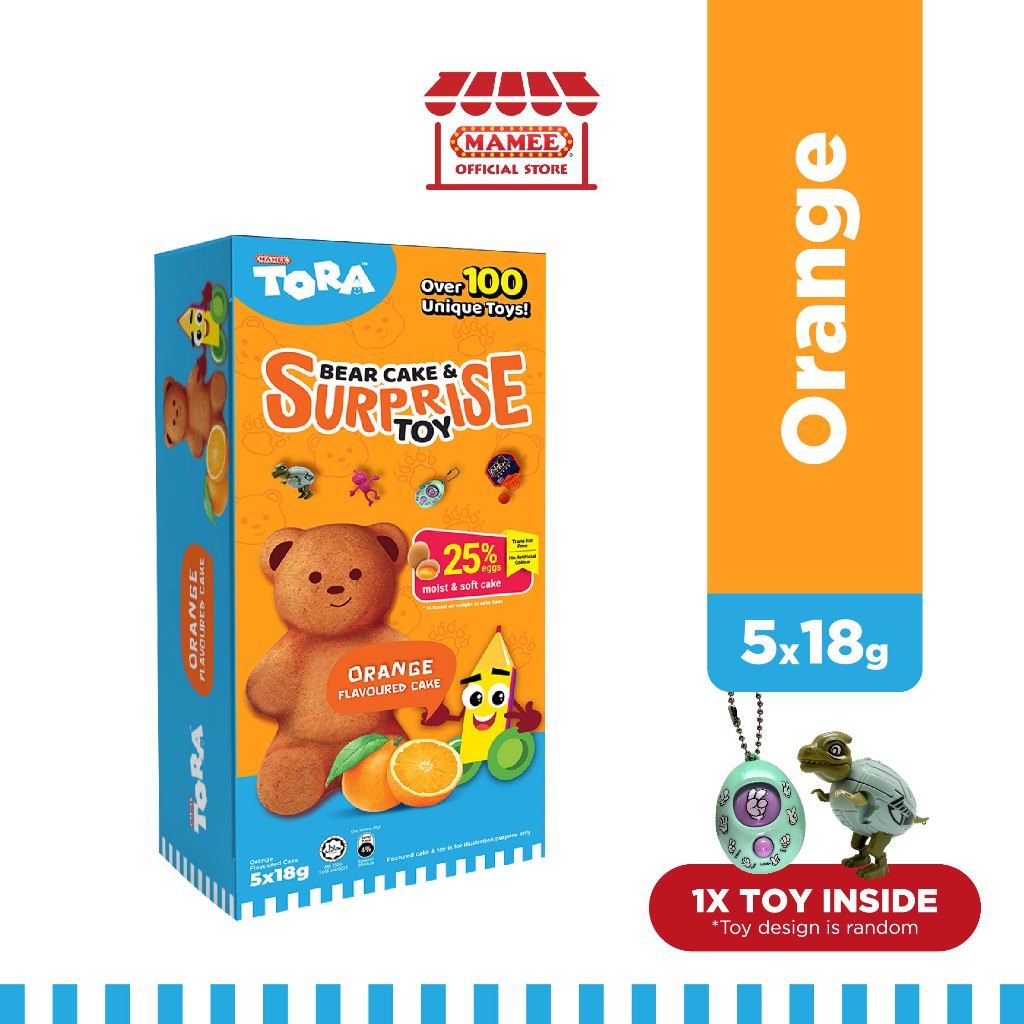 Tora Bear Cake - Orange 5pcs + 1 Toy x 18g | Shopee Malaysia