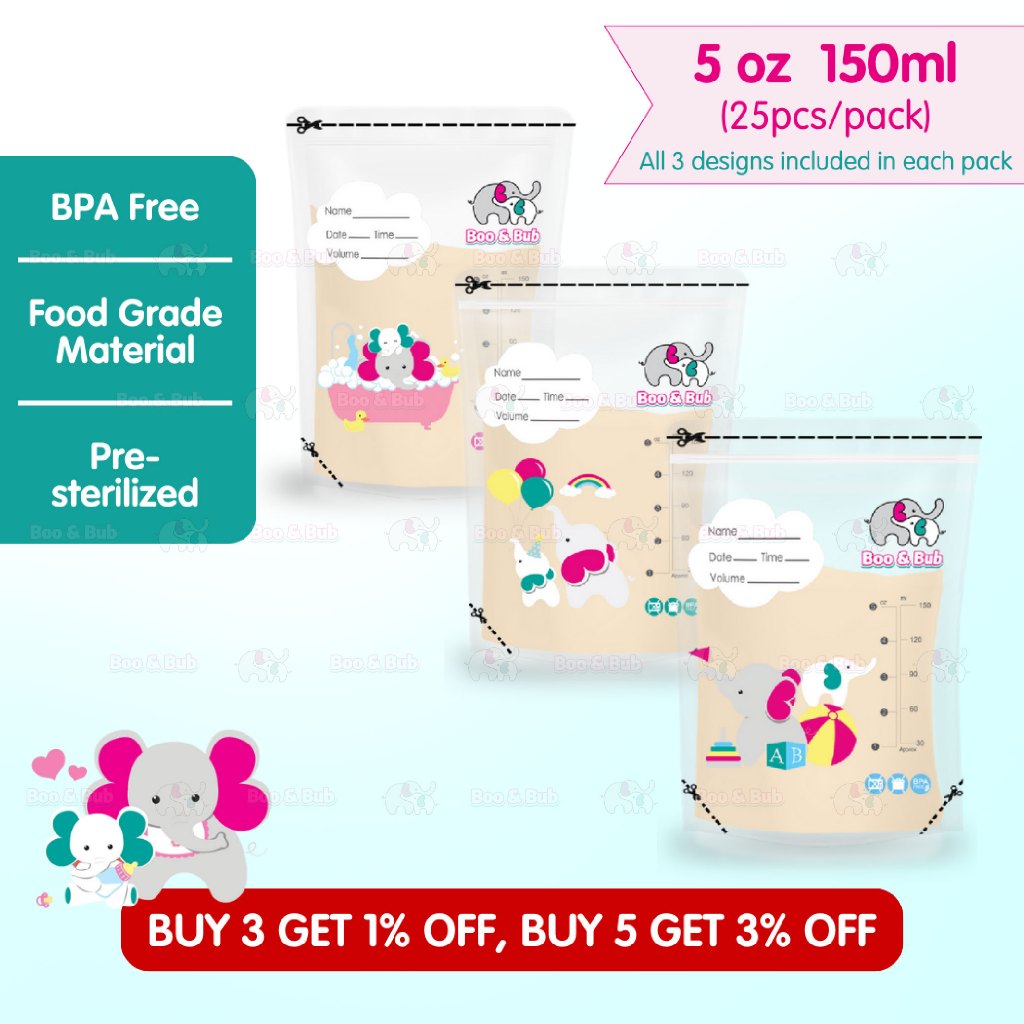 Booandbub 5oz 8oz Double Lock Breastmilk Storage Bag Breast Milk Bag