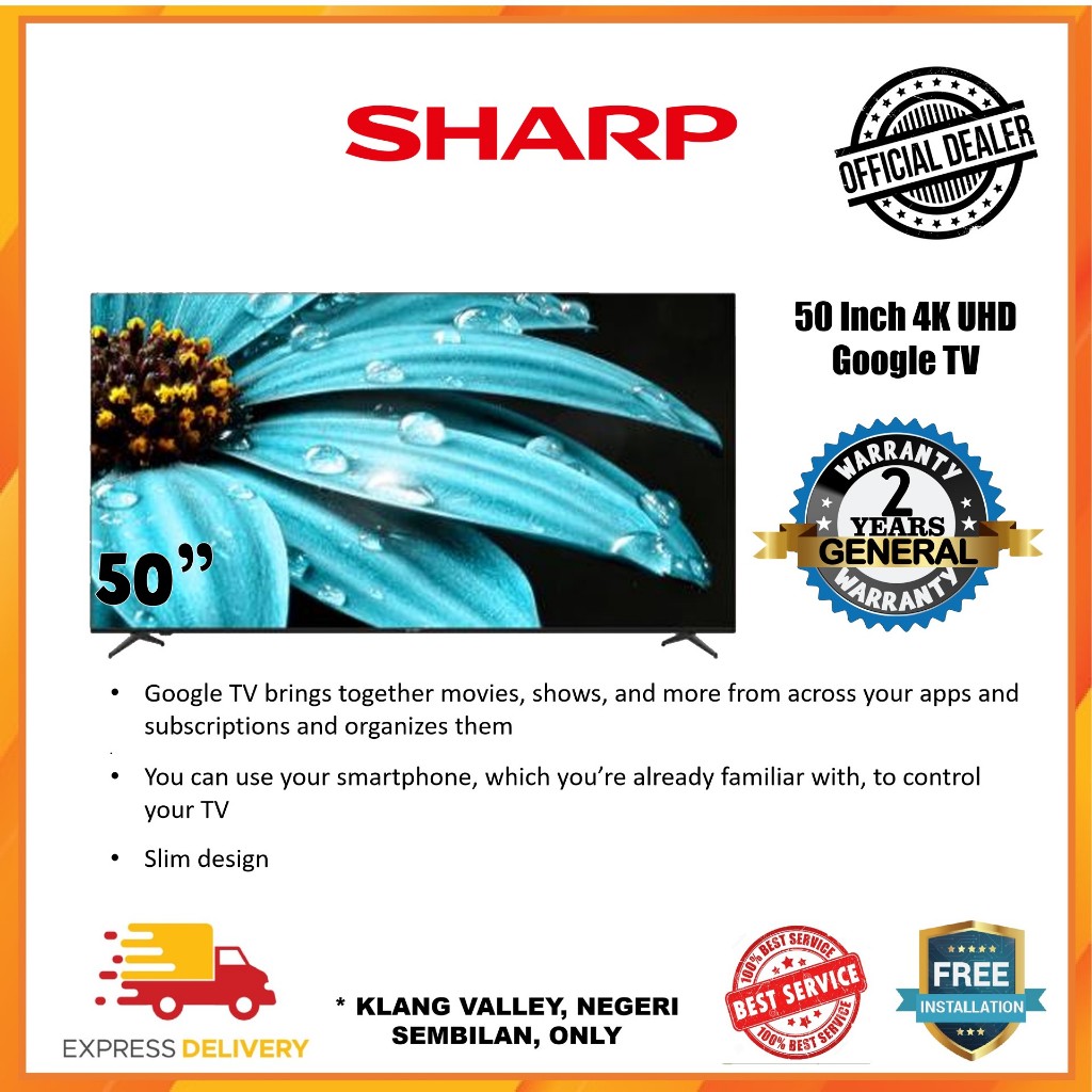 SHARP 50 INCH 4K UHD GOOGLE TV 4TC50FJ1X | Shopee Malaysia