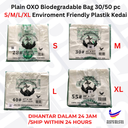 Plain OXO Biodegradable Bag 30/50 pc S/M/L/XL Enviroment Friendly ...