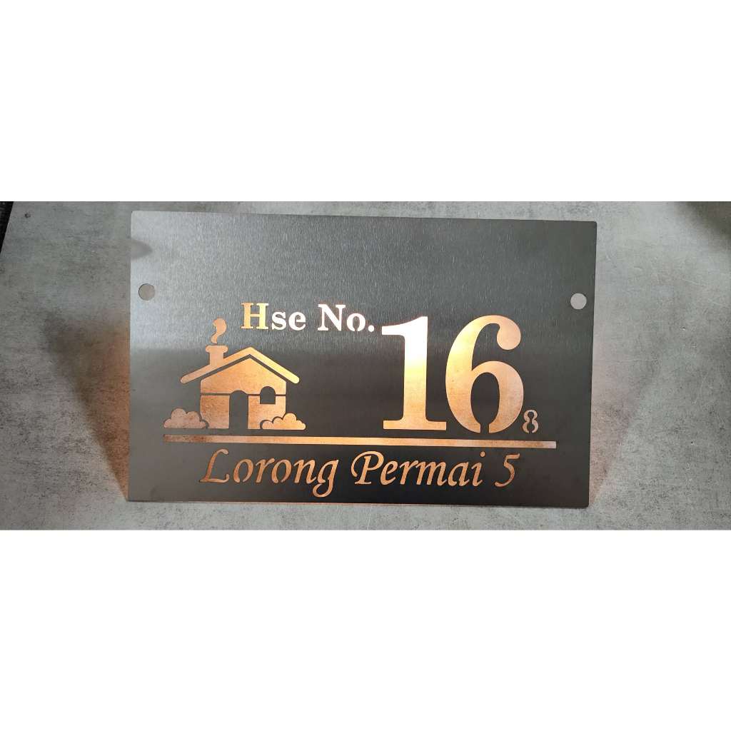 (Solar + Stainless steel) Modern Solar House Number & Address Sign ...