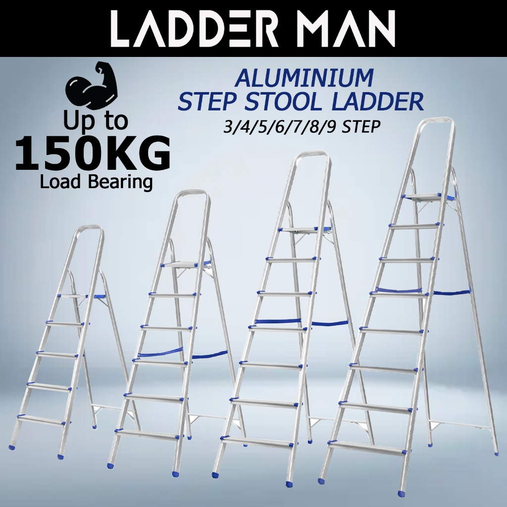 3-9 Step Foldable Aluminium Step Stool Ladder Tangga lipat Aluminium ...