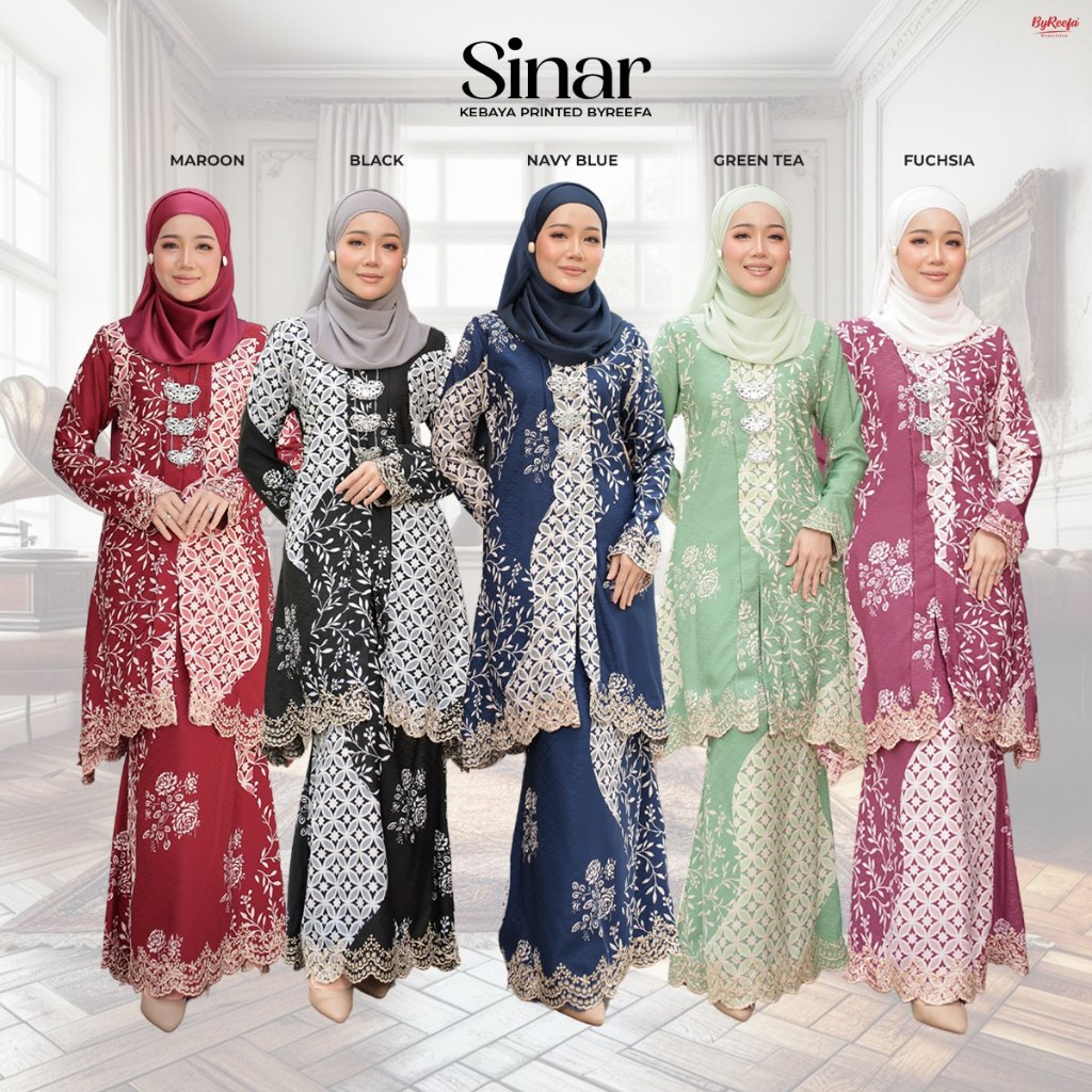 [Raya 2024] Kebaya SINAR ByReefa Collection | Kebaya Printed | Material ...