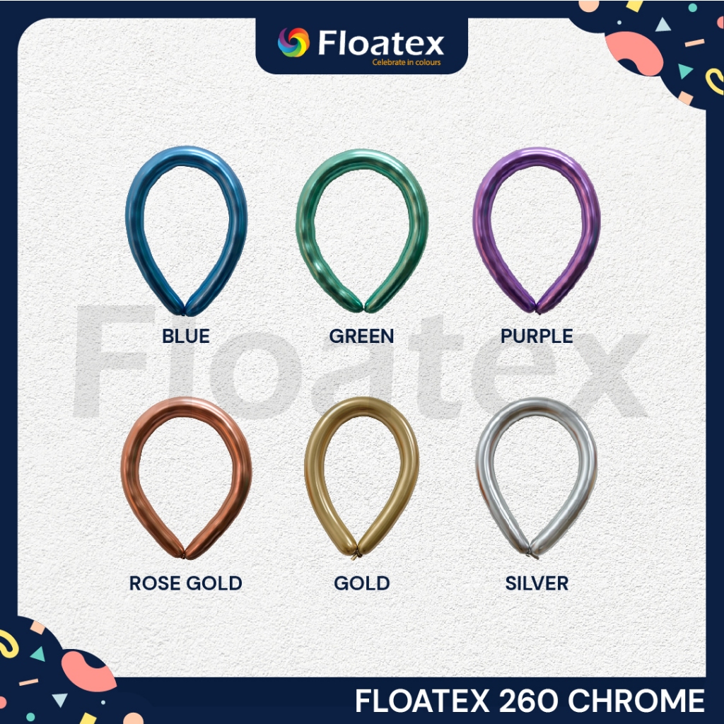 Floatex 260 Chrome Twisty Magic Latex Balloon Long Shape Chrome Balloon ...