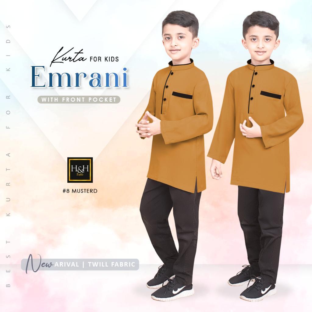 (Raya Kids Collection)Emrani Kurta For Kids With Front Pocket By Women ...
