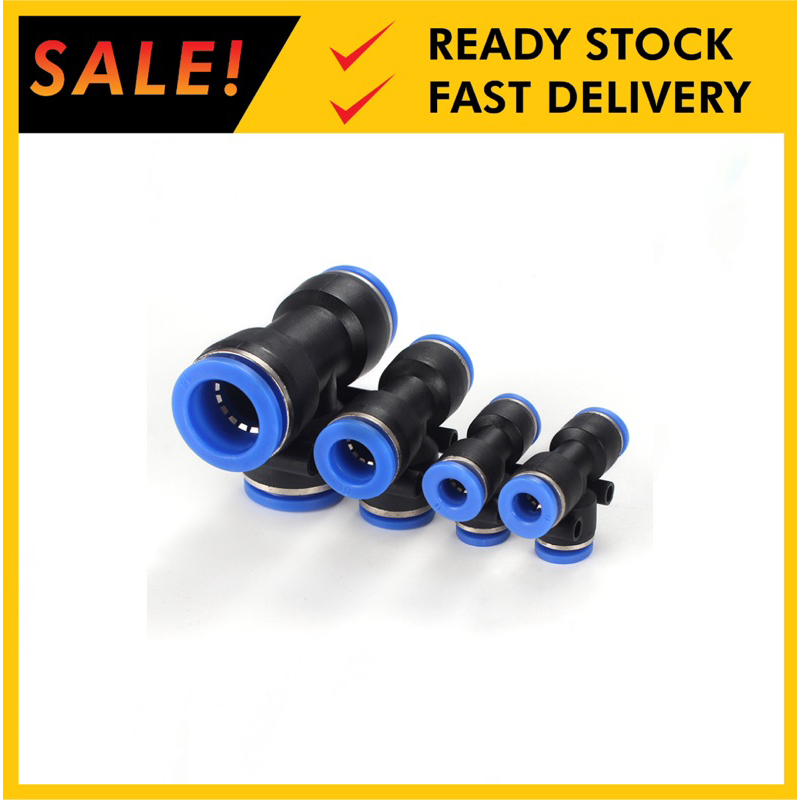 PE PEG Pneumatic Fitting Tee Shape Air Hose Quick Connector Air Fitting ...