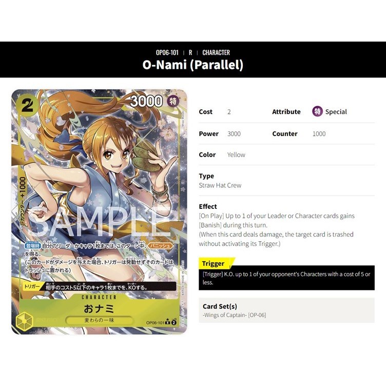 OP06-101 | R | CHARACTER O-Nami (Parallel) | Shopee Malaysia