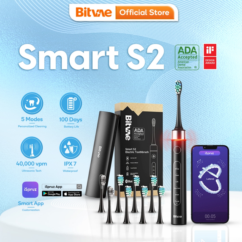 Bitvae Smart S2 Sonic Whitening Toothbrush with Travel Case and ...