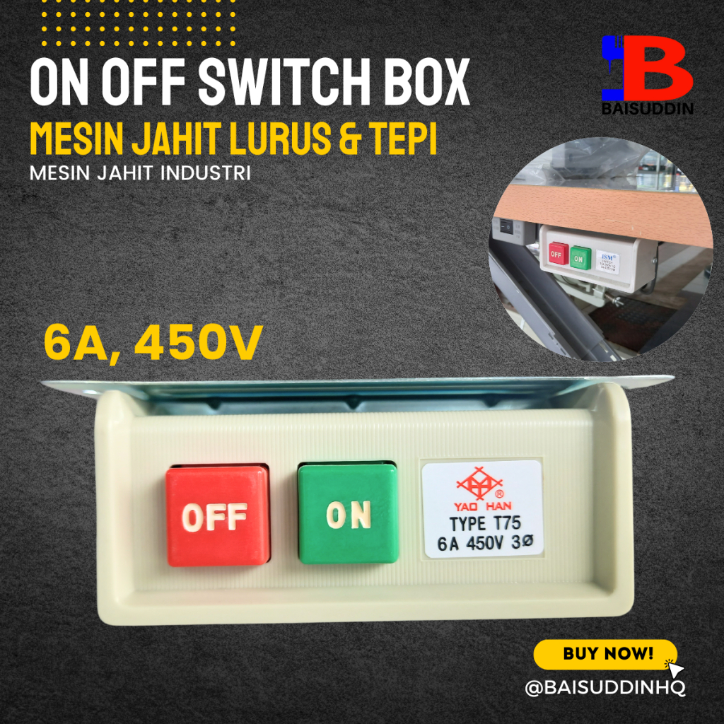 On Off Switch Box 450V untuk Mesin Jahit Industri Lurus dan Tepi / for ...