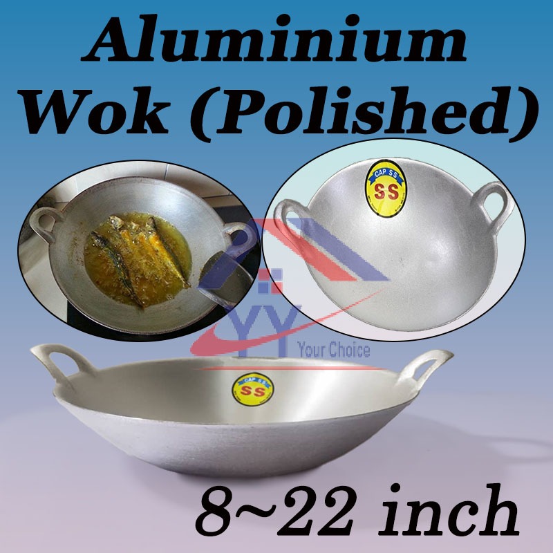 Aluminium Wok(Polished)/Double Handle Polished Aluminium Wok/Gloss Wok ...