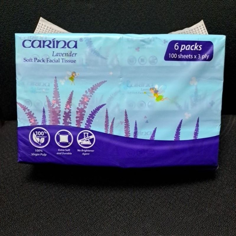 Carina Lavender Soft Pack Facial Tissue (100s x 3 ply x 6packs ...