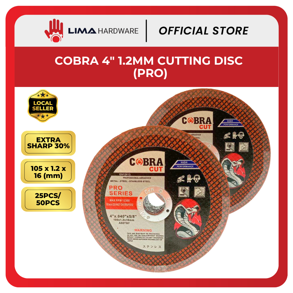 COBRA Cutting Disc Pro, Cakera Pemotong 4Inch 1.2MM - 25PCS/BOX ...