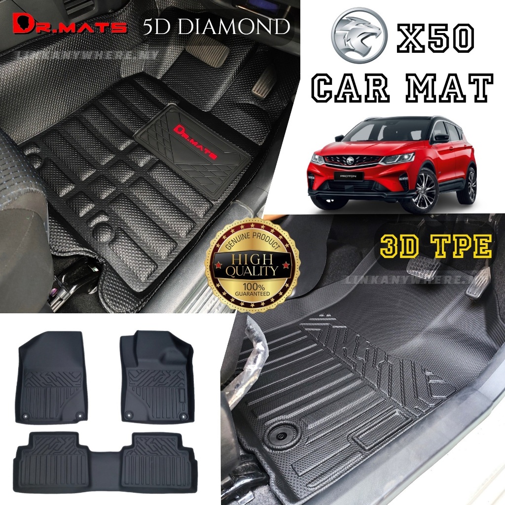 [1 SET] Proton x50 5D Carpet 3D TPE Car Mat PU Leather Car Floor Mat ...