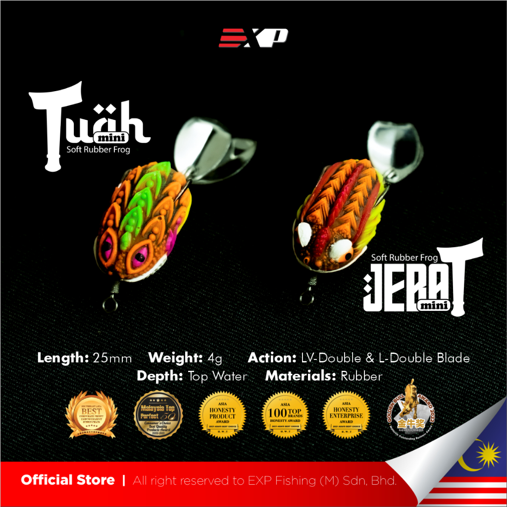 EXP MINI TUAH JEBAT FROG Soft Rubber Frog Expert For Snakehead Hunter ...