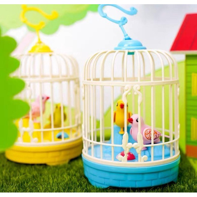 Mini Singing Chirping Bird Toy Hand Clap Control Bird in Cage ...