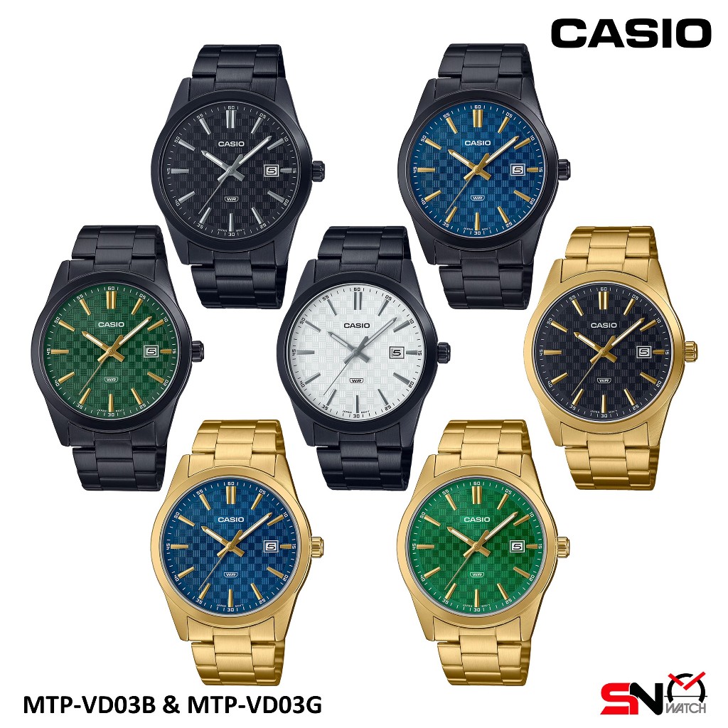 Casio Men Watch MTP-VD03B MTP-VD03G Series Date Display Stainless Steel ...