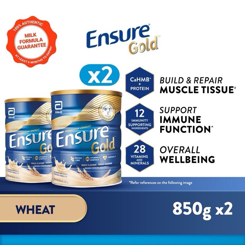 Ensure Gold Adult Complete Nutrition Vanilla - Wheat - Coffee - Almond ( 2x850g - 800g ) Exp ...