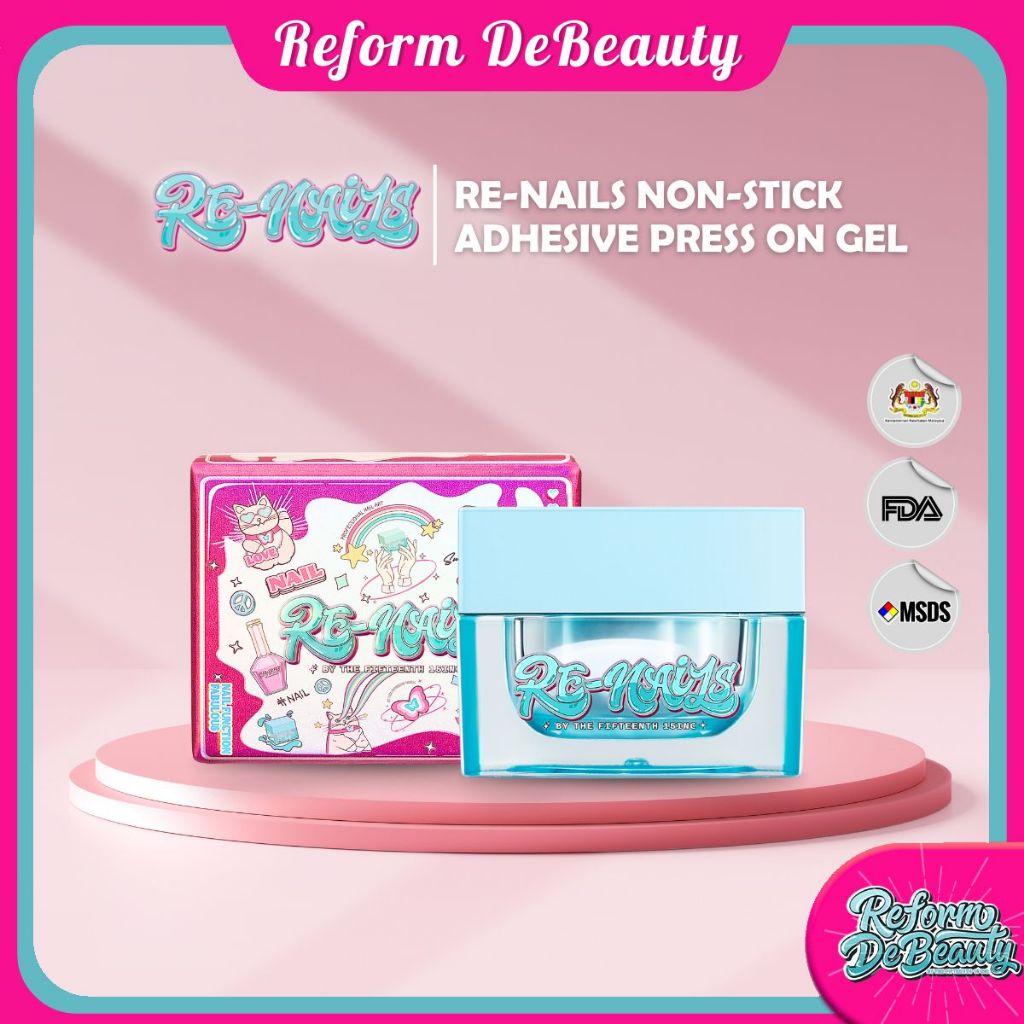 Re-Nails Press On Nails Gel 固态胶 (last for 2 weeks) Gam Kuku 15g Reform ...