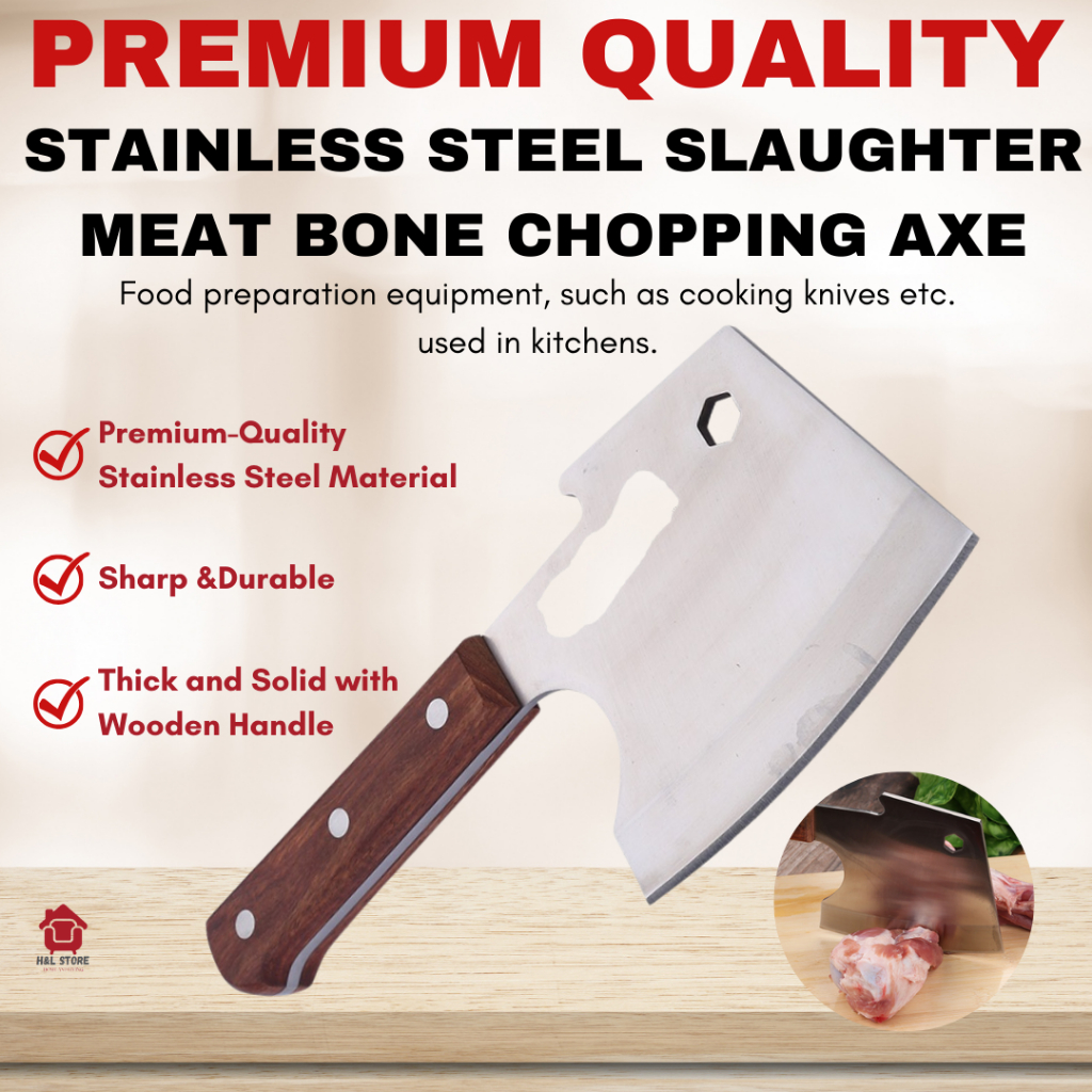 Stainless Steel Slaughter Meat Bone Chopping Axe Kitchen Chef Meat Bone ...