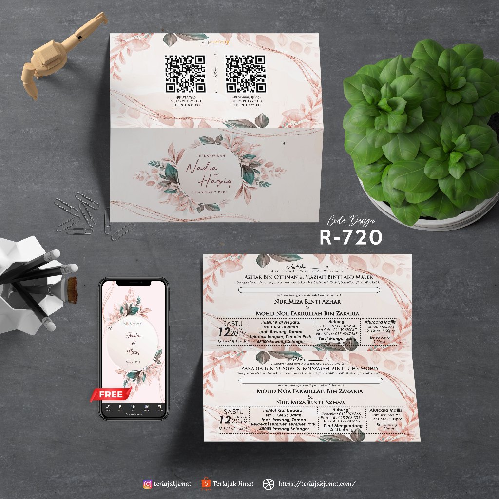 Kad Kahwin Berlipat 4X9 + Sampul | Folded Wedding Card | Shopee Malaysia