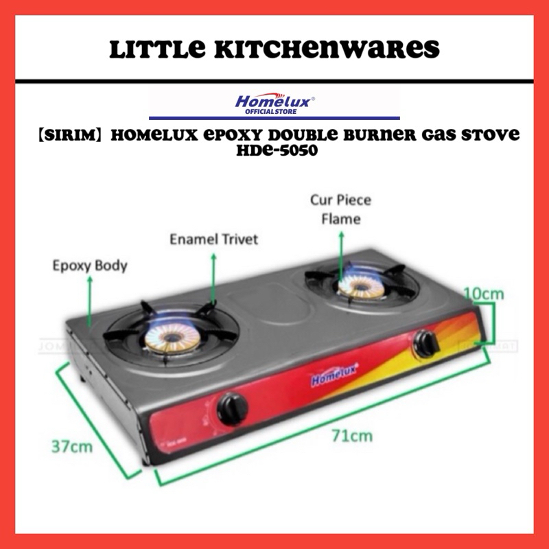 (SIRIM APPROVE)HOMELUX HDE-5050 EPOXY DOUBLE BURNER GAS STOVE/DAPUR GAS ...