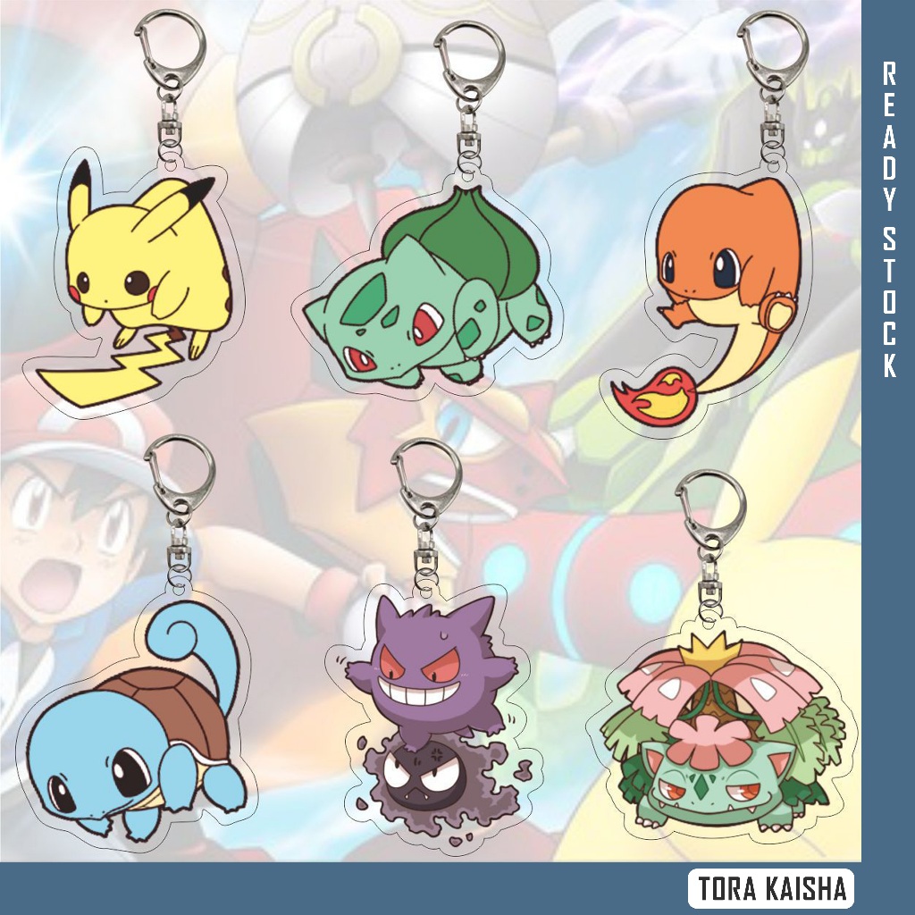 [TORA KAISHA] Ready Stock Pokemon Keychain Acrylic Double Layer rantai ...
